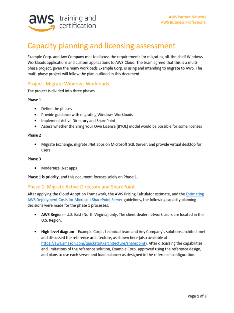 Module 4 - Capacity Planning and Licensing Assessment | PDF | Amazon ...