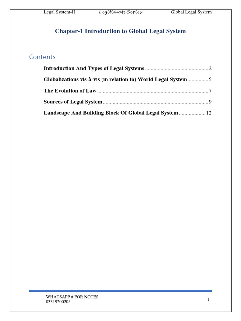 Introduction To Global Legal System | PDF | Separation Of Powers | Sharia
