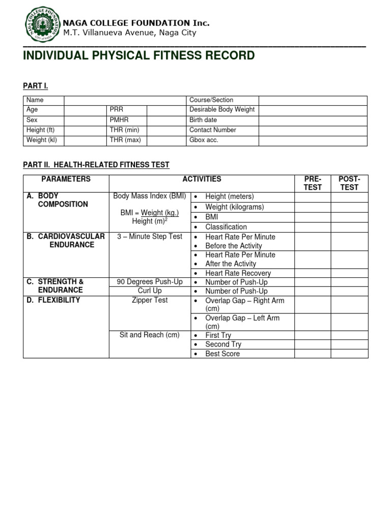 Individual Fitness Record 2324 | PDF