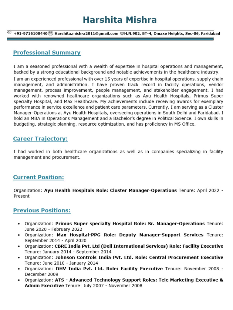 Harshita Mishra CV 2023 | PDF | Supply Chain | Business Development