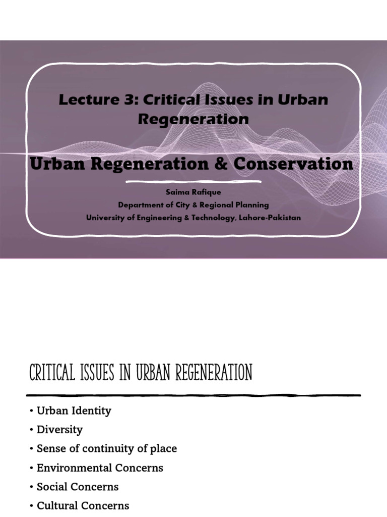 Lec-3 - Critical Issues in Urban Regeneration | PDF | Urban Renewal ...