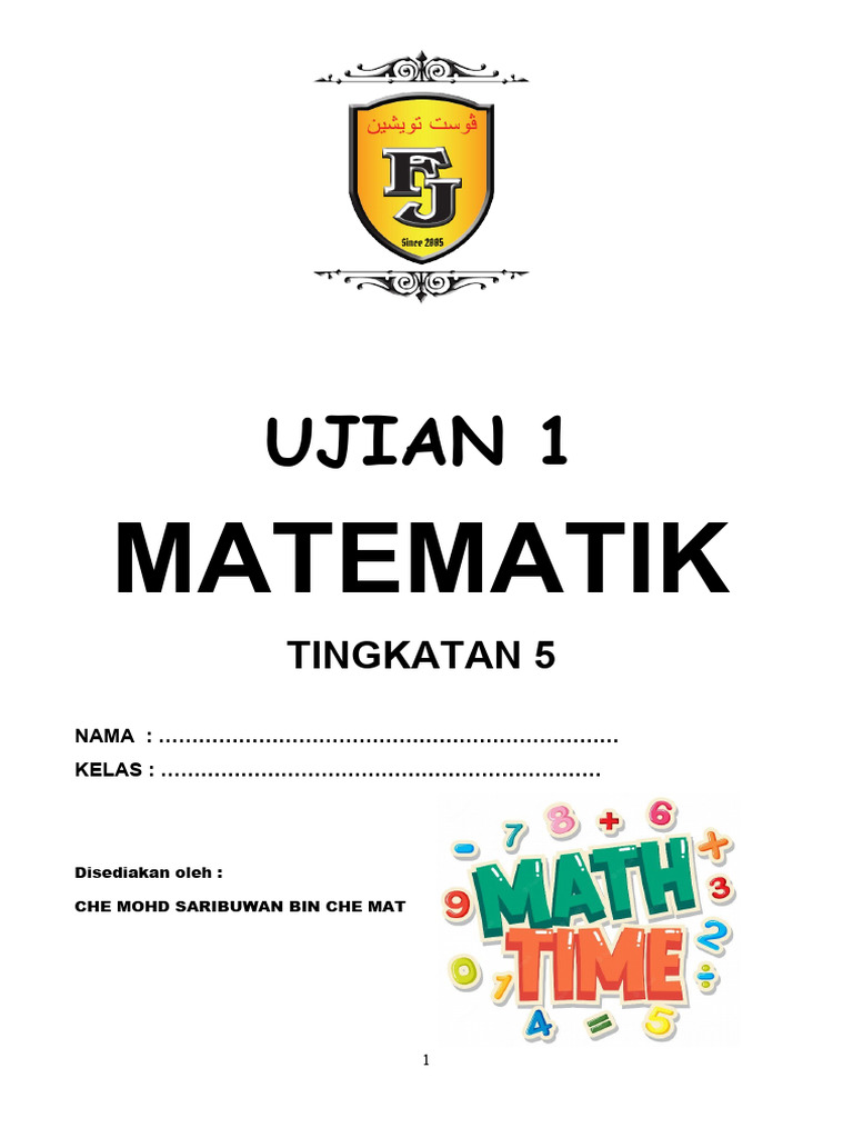 Ujian 1 Math Form 5 | PDF