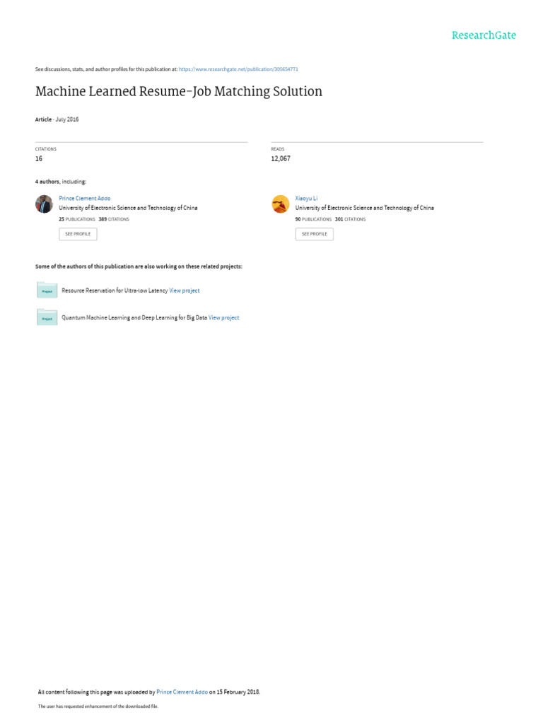 Machine Learned Resume-Job Matching Solution | PDF | Algorithms ... Machine Learned Resume-Job Matching Solution | PDF | Algorithms ...