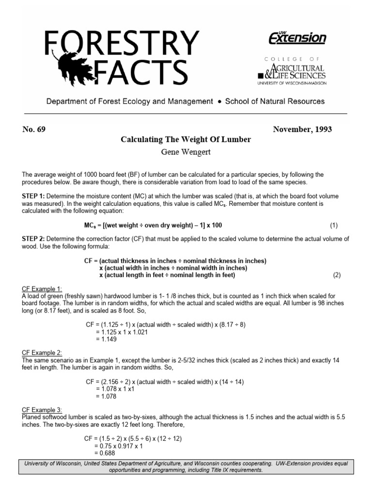 Lumber Weight Calculation Guide | PDF | Lumber | Douglas Fir
