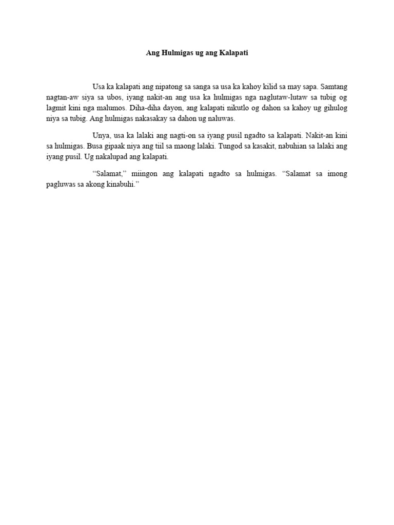 Ang Hulmigas Ug Ang Kalapati | PDF