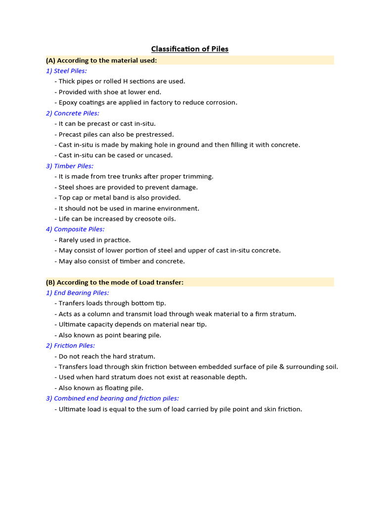 Pile Classification | PDF | Deep Foundation | Structural Engineering