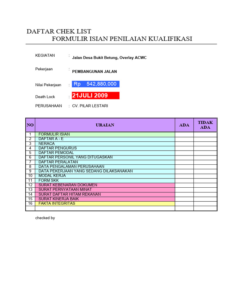 SURAT PERNYATAAN - CV. PILAR - Jalan Desa Bukit Betung Overlay ACWC | PDF