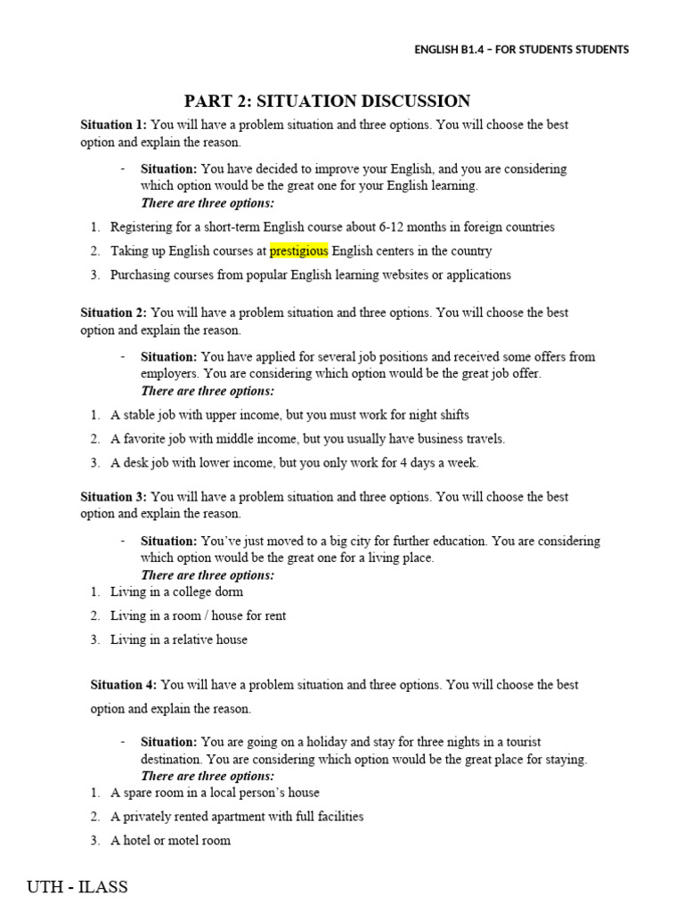 Updated - Oral English B1.4 - For Students | PDF