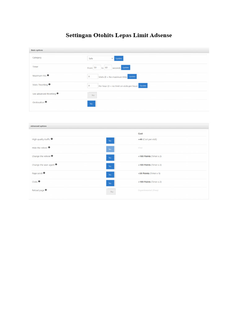 Settingan Otohits Lepas Limit Adsense | PDF
