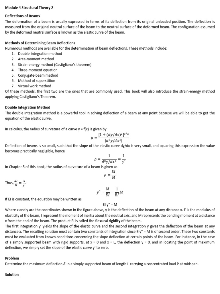 Module 4 Structural Theory 2 | PDF | Beam (Structure) | Bending
