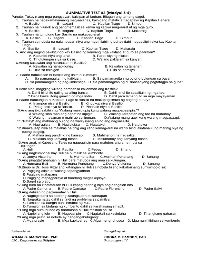 Fil10 Q4 Summative2 m3 4 | PDF