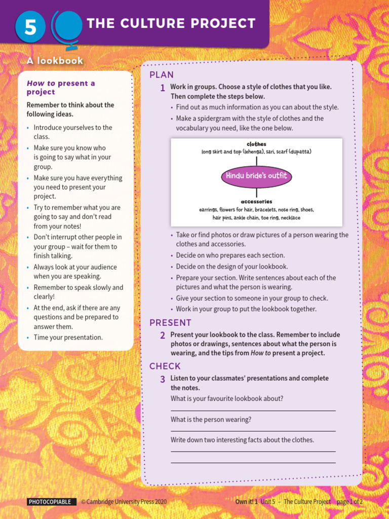 OWN IT 1 - Culture - Project - Unit5 | PDF | Softlines (Retail) | Clothing