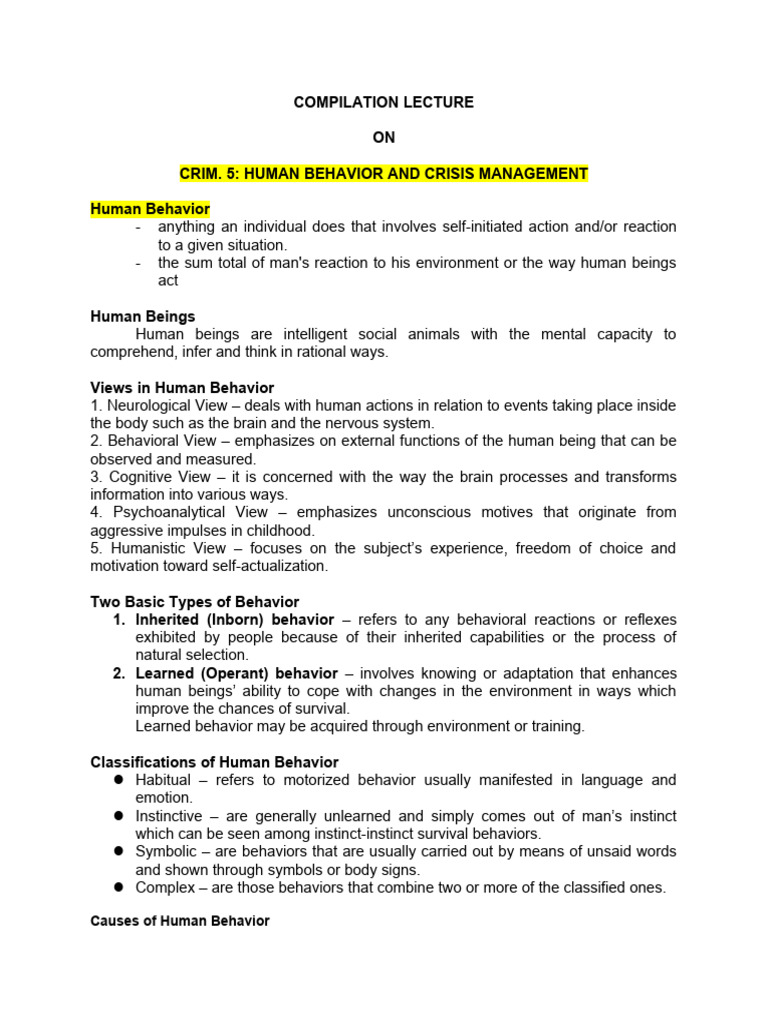 (Crim. 5) Human Behavior and Crisis Management | PDF | Extraversion And Introversion | Paranoia