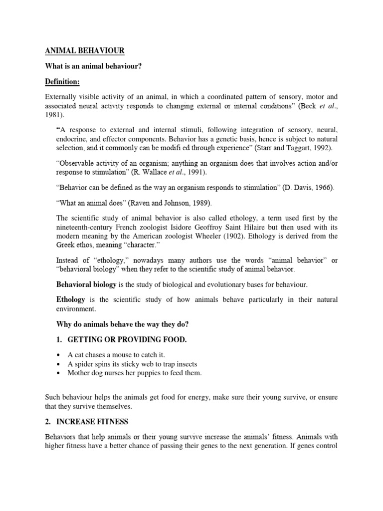 ANIMAL BEHAVIOR Lectures 1 | PDF | Ethology | Sociobiology