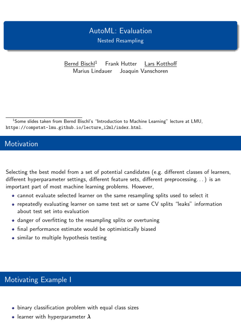 T04 Nested Evaluation Pdf Cross Validation Statistics Resampling Statistics