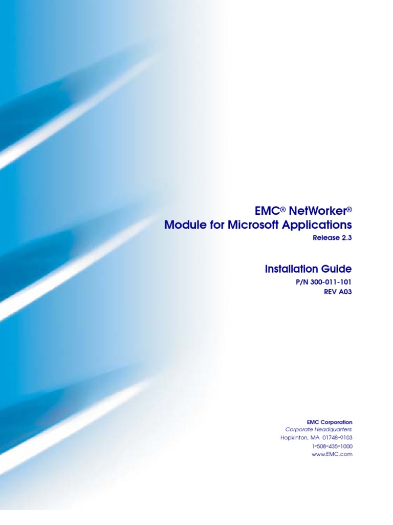 Emc Networker Module For Microsoft Applications: Installation Guide ...