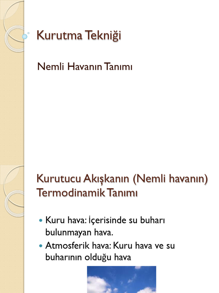 Kurutma Tekniği. Nemli Havanın Tanımı | PDF