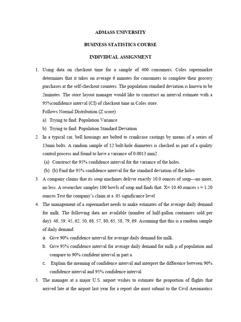 Business Statistics Assignment | PDF | Confidence Interval | Standard ... Business Statistics Assignment | PDF | Confidence Interval | Standard ...