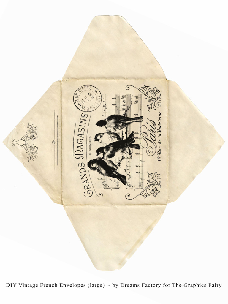 DIY Vintage French Envelopes by Dreams Factory For The Graphics Fairy | PDF