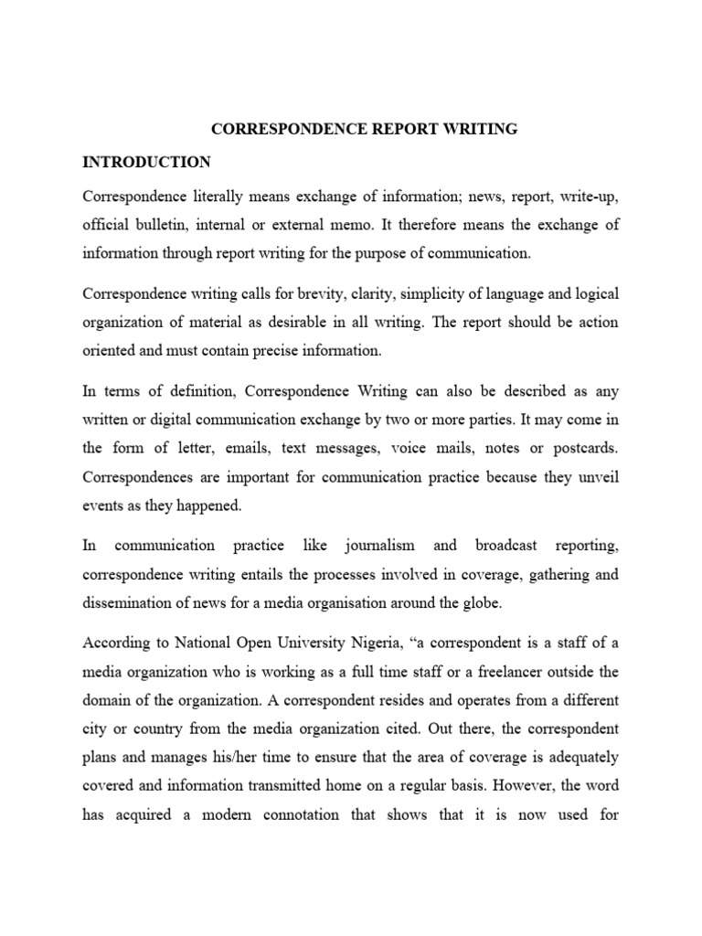 Correspondence Report Writing | Download Free PDF | Journalism | News