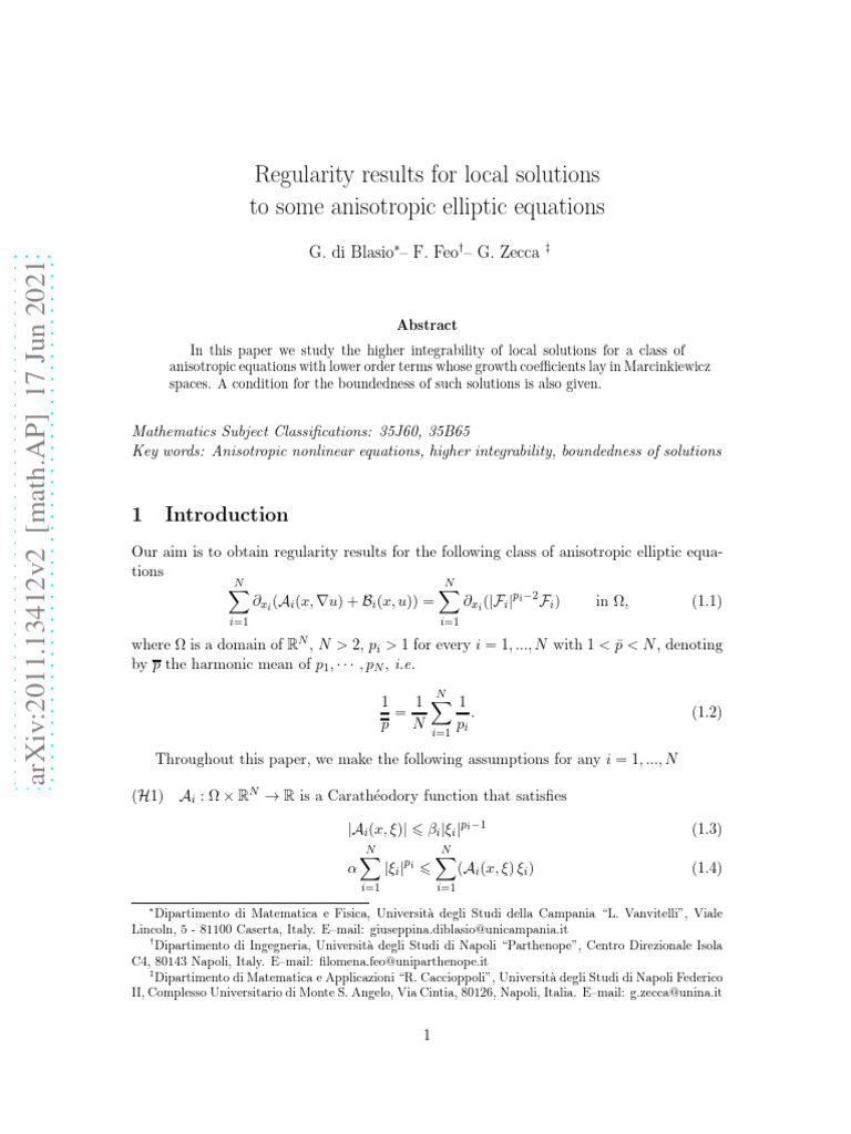 Regularity Results For Local Solutions To Some Anisotropic Elliptic Equations | PDF | Function ...