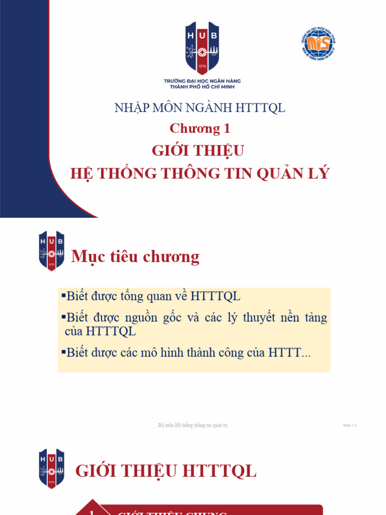HUB-Nhap Mon Nganh HTTTQL - 01 Introduction Mangement Information ...