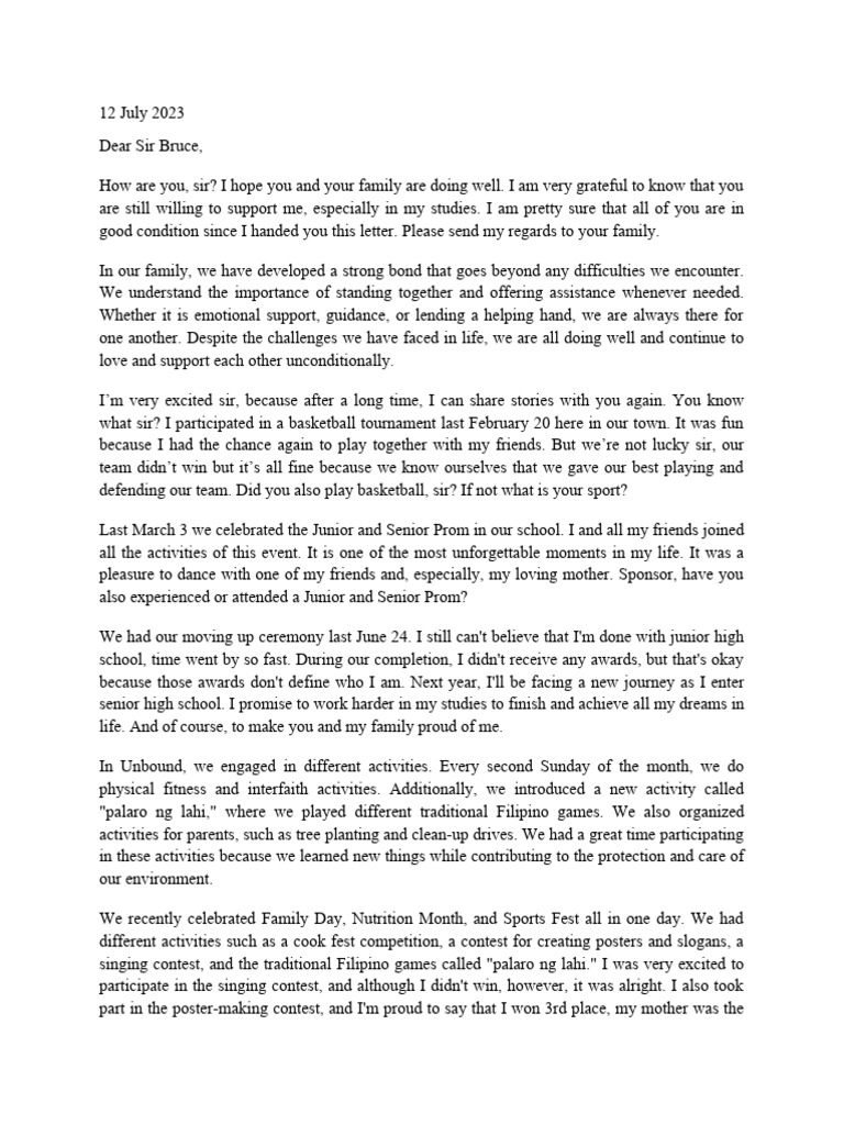 Sample Annual Letter | PDF