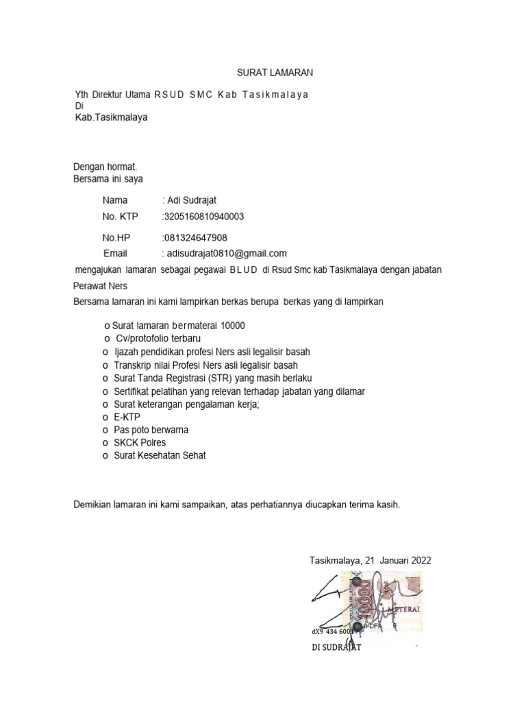 Surat Lamaran RSCM | PDF