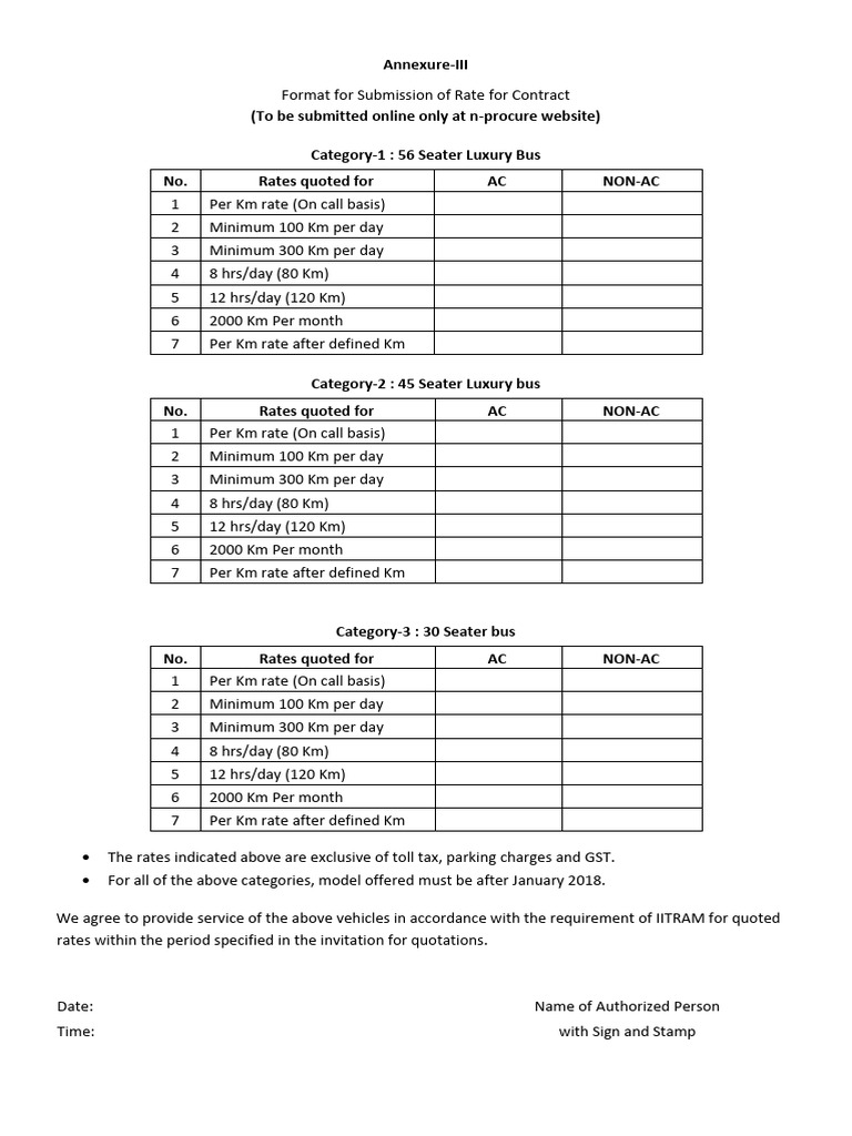 Bus Annexure II | PDF