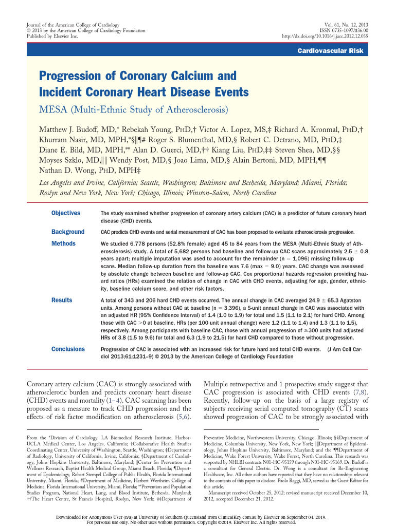 Progression of Coronary Calcium and Incident Coronary Heart Disease ...