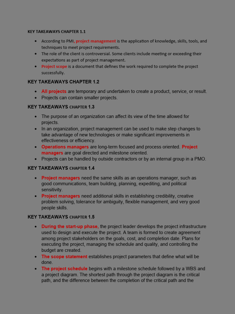 Key Takeaways | Download Free PDF | Project Management | Procurement