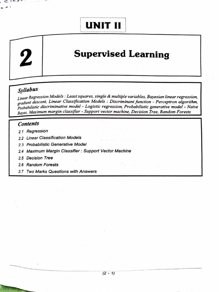 Machine Learning Unit-2 | PDF