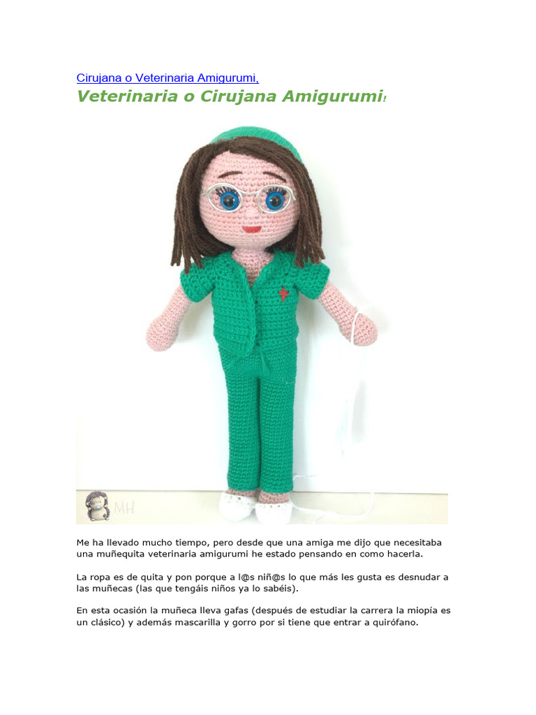 Muñeca Enfermera Amigurumi Crochet Pdf Amigurumi Costura
