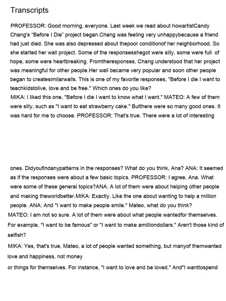 Transcript - Unit 1 | PDF