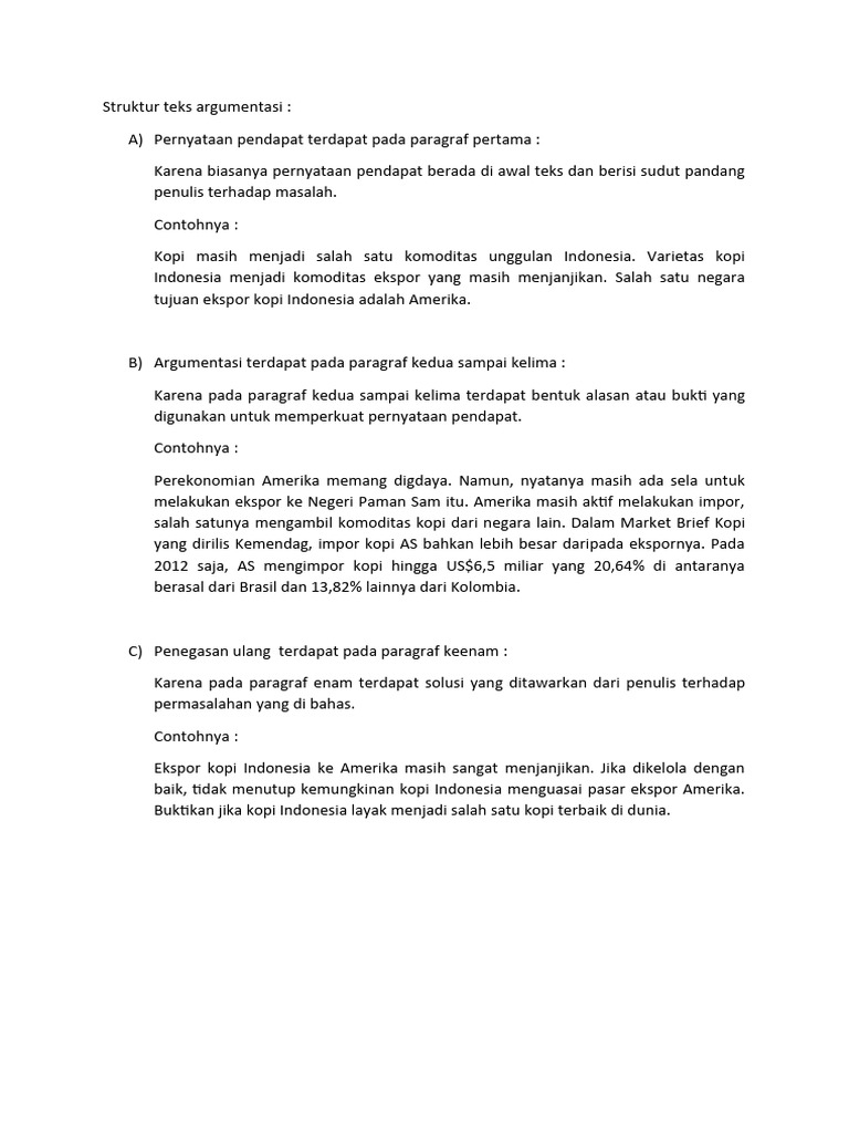 Struktur Teks Argumentasi Kopi | PDF