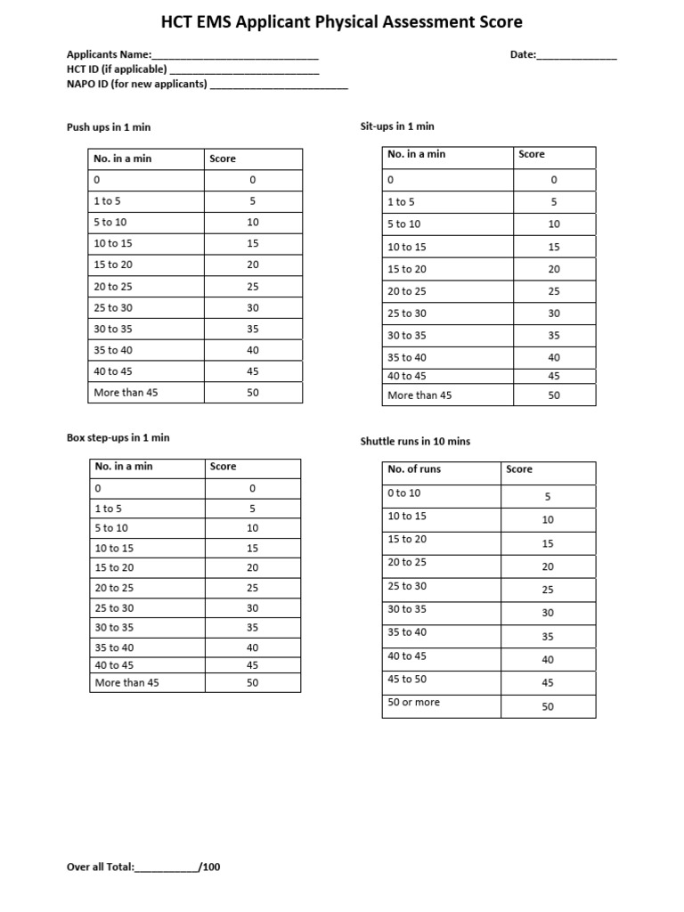 Physical Assessment Form HCT EMS | PDF