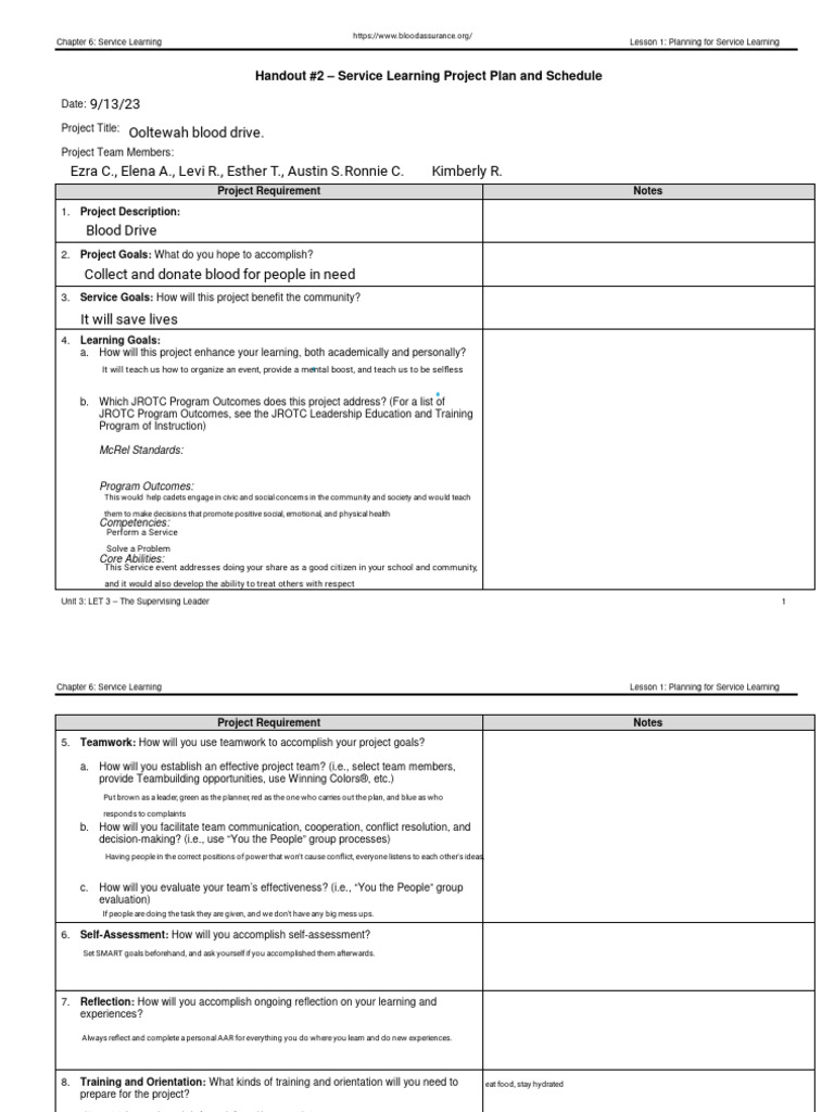 Kami Export - U3C6L1A2 - Handout 2 - Service Learning Project Plan and ...