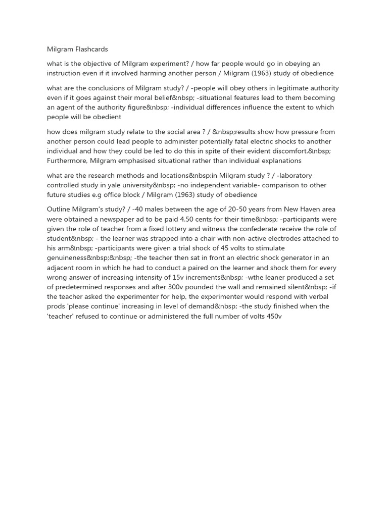 Milgram Experiment Overview and Insights | PDF