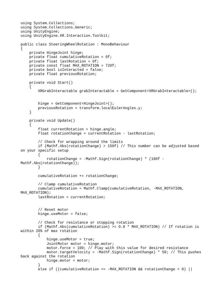 Steering Wheel Rotation Script Backup | PDF | Motion (Physics) | Rotation