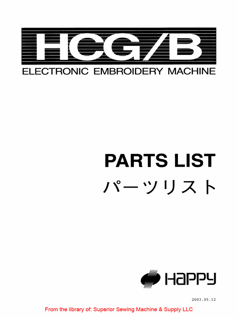 Happy Embroidery Machine Parts List | PDF | Screw | Equipment