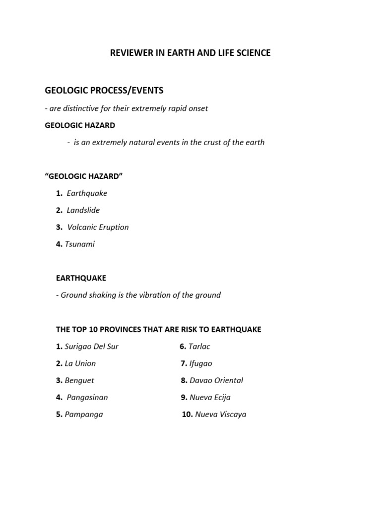 Els Reviewer | PDF | Earthquakes | Natural Disasters Els Reviewer | PDF | Earthquakes | Natural Disasters