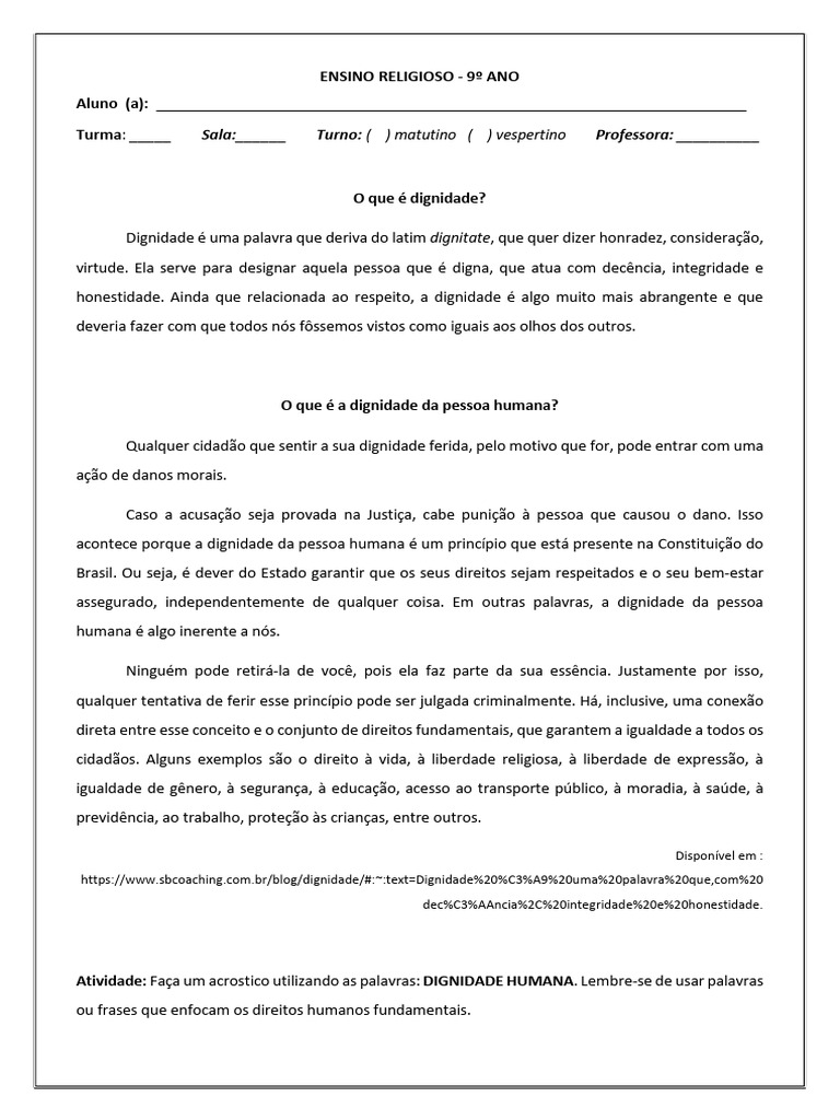 ENSINO RELIGIOSO 9o DIGNIDADE | PDF | Reencarnação | Céu