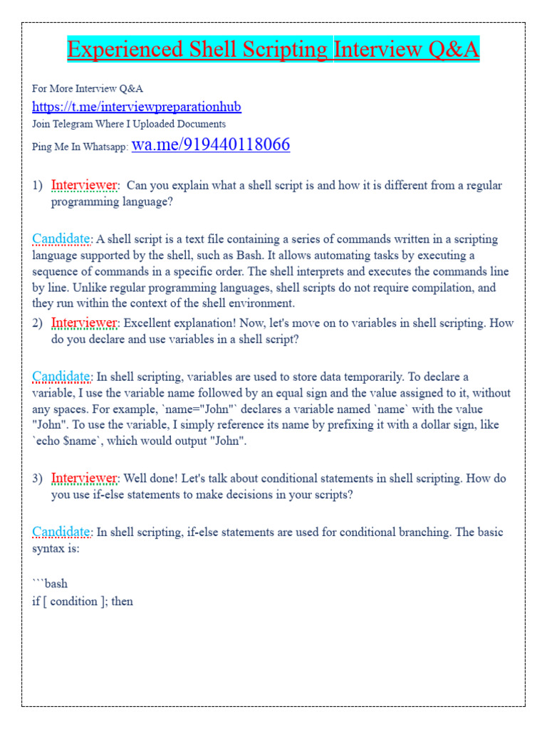 Exp Shell Scrit Interview Q & A | PDF | Shell (Computing) | Control Flow