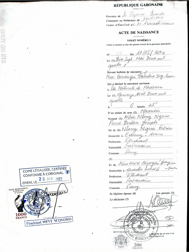 Acte de Naissance | PDF