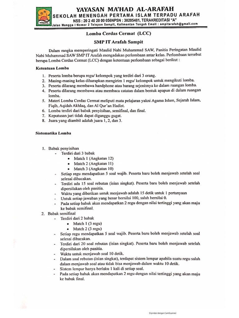 Juknis Lomba LCC | PDF