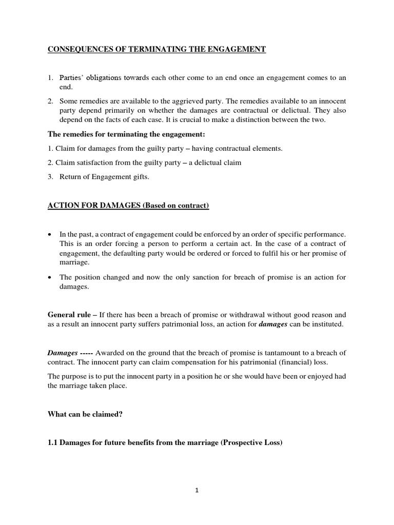 Consequences of Terminating The Engagement | PDF | Damages | Breach Of Contract