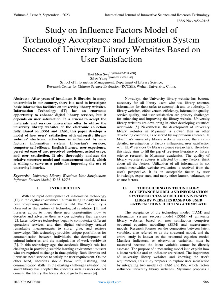 University Library Website User Satisfaction Model | PDF | Libraries | Usability
