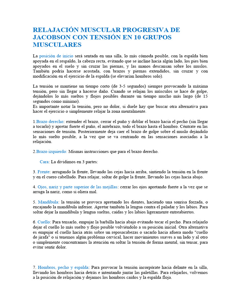 Relajación Progresiva de Jacobson | PDF