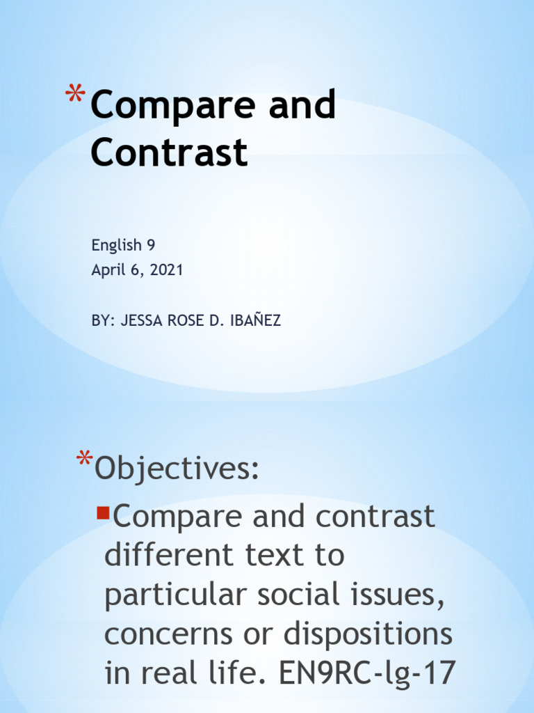 Compare and Contrast | PDF | Language Arts & Discipline