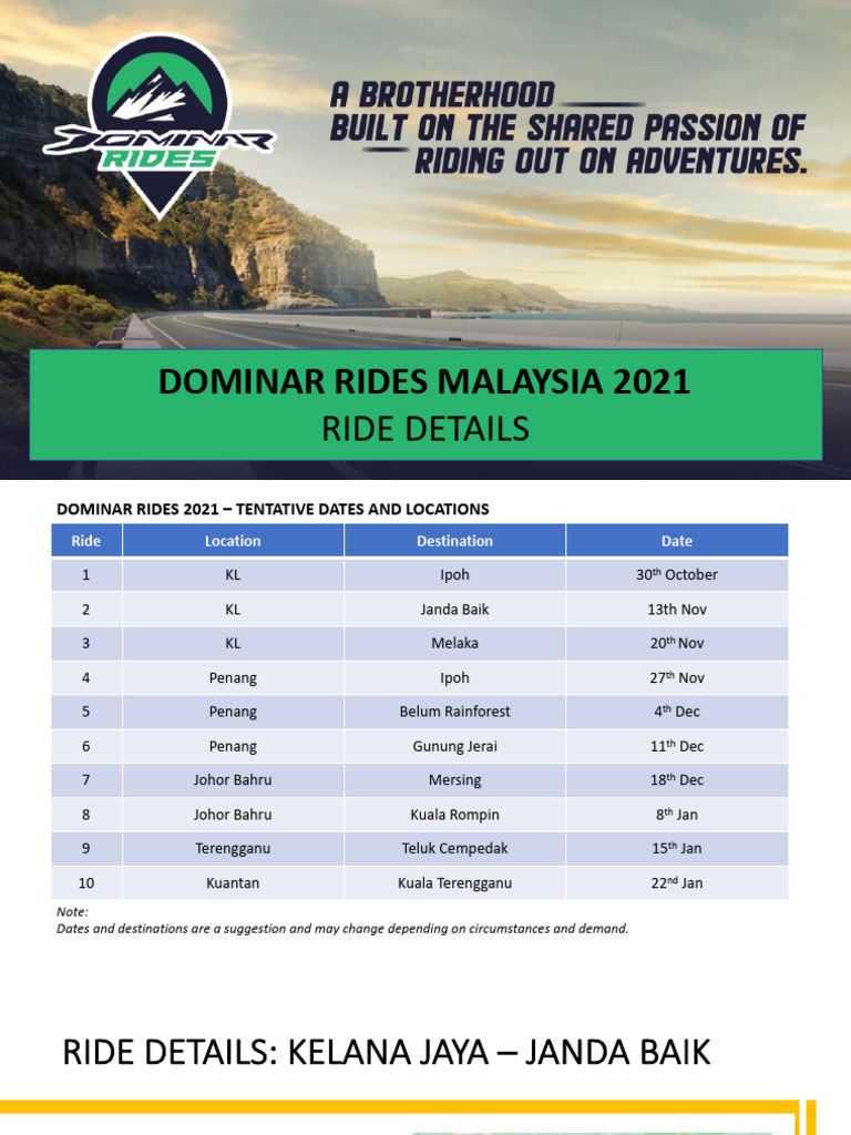 Dominar Rides - Janda Baik | PDF | Transport | Malaysia